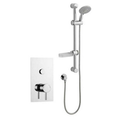 Chrome Single Round Push Button Concealed Thermostatic Mixer Shower ...