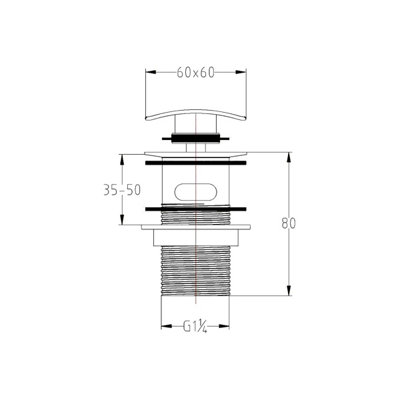 Chrome Square Dome Slotted Click Clack Basin Waste