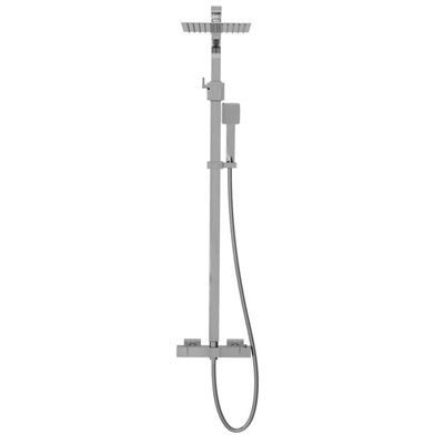 Chrome Square Thermostatic Rainfall Overhead Rigid Riser Shower Kit ...