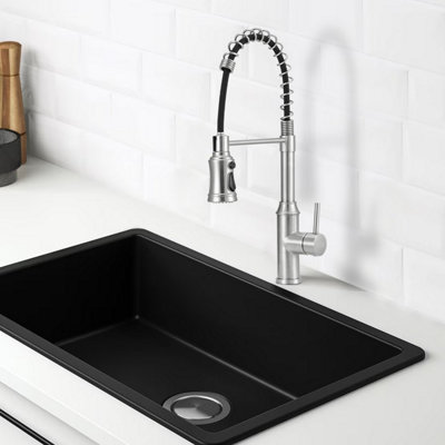 Chrome Stainless Steel Side Lever Kitchen Spring Neck Kitchen Tap Mixer ...