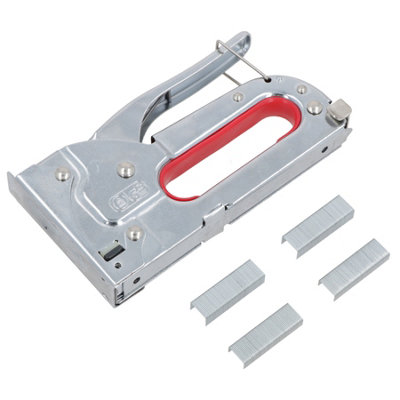 Chrome Staple Gun Hand Operated 4-8mm Staples JT21 Stapler Craft Hobby