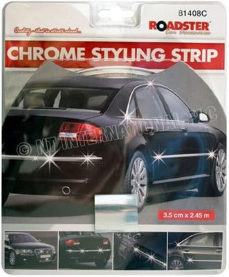 Chrome Styling Strip Self Adhesive Car Edging Moulding Trim Hot 3.5Cm 2.45M