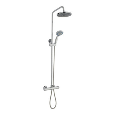 Chrome Thermostatic Bar Mixer Shower With Overhead Drencher & Wall ...