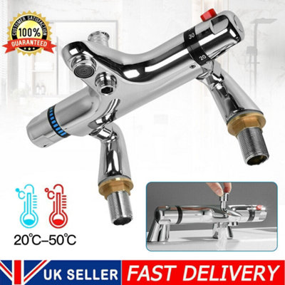 Chrome Thermostatic Bath Shower Mixer Tap, Deck Mounted, Anti-Scald 38C ...