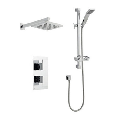 Chrome Thermostatic Concealed Mixer Shower With Adjustable Wall Mounted ...
