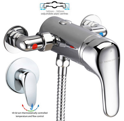 Chrome Thermostatic Single Lever Shower Mini Mixer Exposed Concealed ...