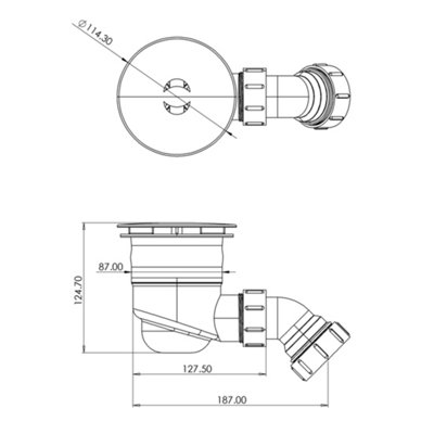 Chrome Top Fix Fast Flow 90mm Shower Tray Waste with Elbow