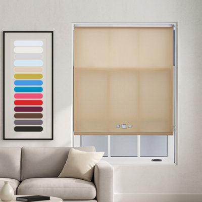 Chrome Triple Square Eyelet Daylight Roller Blind - (W)150cm x (L)210cm ...