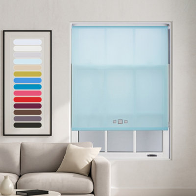 Chrome Triple Square Eyelet Daylight Roller Blind - (W)240cm x (L)165cm ...