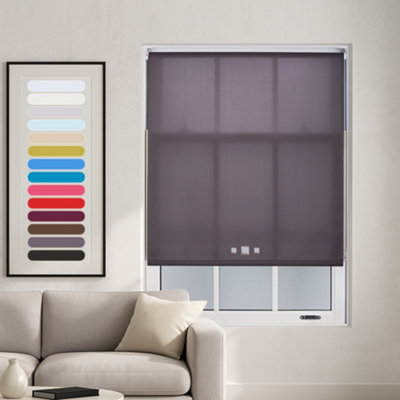 Chrome Triple Square Eyelet Daylight Roller Blind - (W)60cm x (L)165cm ...