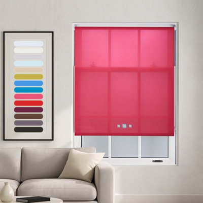 Chrome Triple Square Eyelet Daylight Roller Blind - (W)90cm x (L)165cm ...