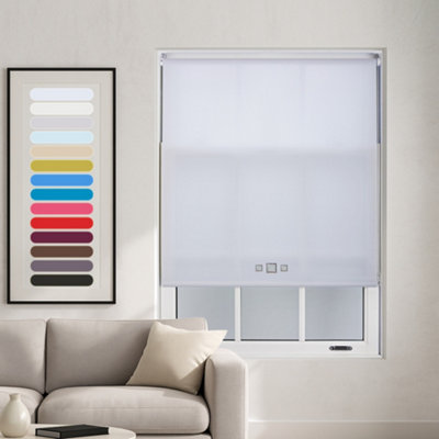 Chrome Triple Square Eyelet Daylight Roller Blind - (W)90cm x (L)210cm ...