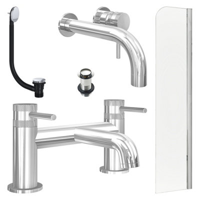 Chrome Wall Mounted Basin Mixer Tap, Bath Filler with Unslotted Basin ...
