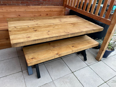 Chunky Handmade Outdoor Table - Dark Oak