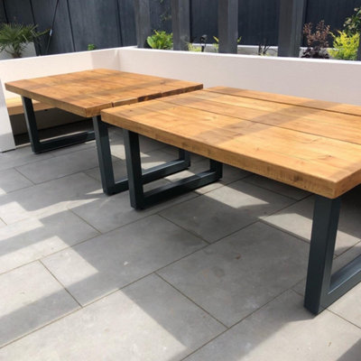 Chunky Handmade Outdoor Table - Mid Oak