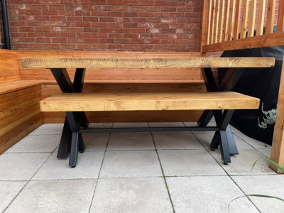 Chunky Handmade Outdoor Table - Mid Oak