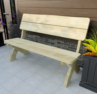Chunky Pressure Treated Wooden Garden Bench - 3 Seater 4ft 7in Wide ...