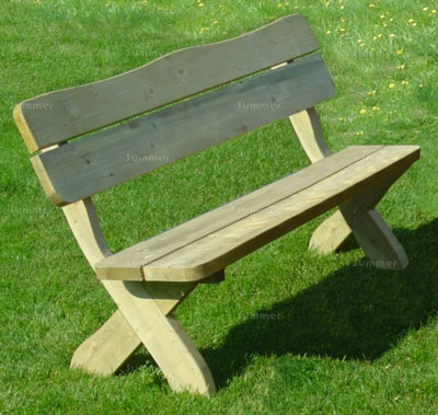 Chunky Pressure Treated Wooden Garden Bench - 3 Seater 4ft 7in Wide ...