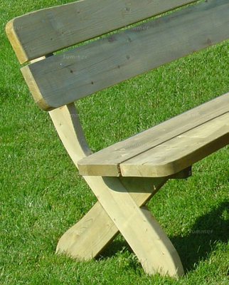 Chunky Pressure Treated Wooden Garden Bench - 3 Seater 4ft 7in Wide ...