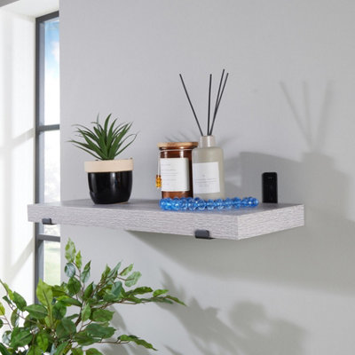 Chunky Shelf Kit - Grey Oak Effect Display with Metal Sit On Brackets ...