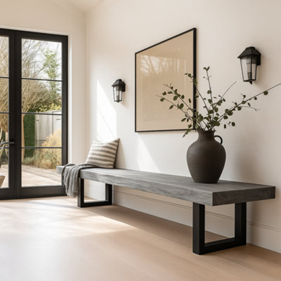 Chunky & Sturdy Bench - Grey Wash