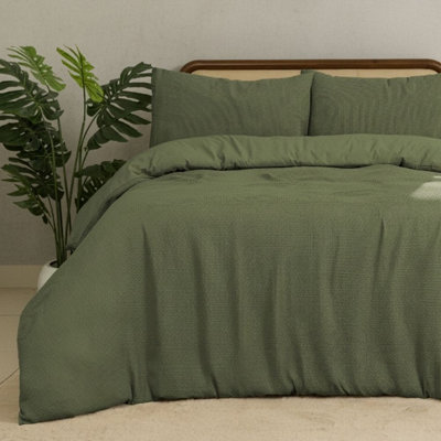 Chunky Waffle Duvet Cover Set - Polycotton Blend, Button Fastening ...