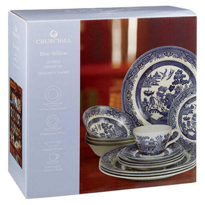 Churchill China Blue Willow 20 Piece Dinner Set