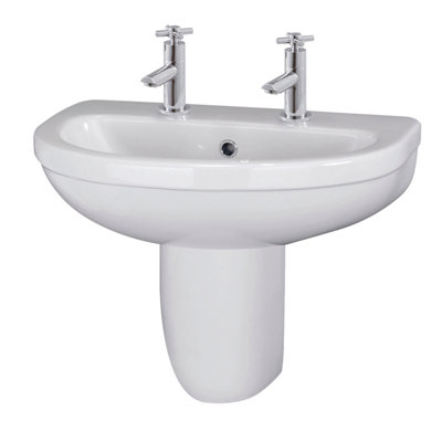 Churnet Round 2 Tap Hole Basin & Semi Pedestal - 550mm