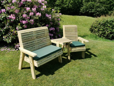Churnet Valley Wooden Companion Bench & Chair Set