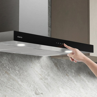 CIARRA 90cm Wall Mount Cooker Hood with Smart Control - Silver