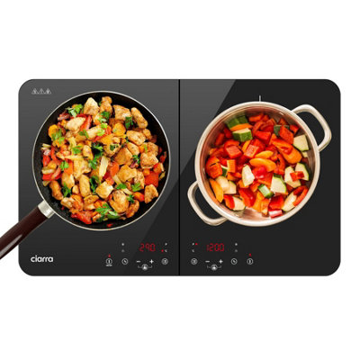 CIARRA Double Zone Induction Hob, 2800W Portable Electric Hob, Table ...