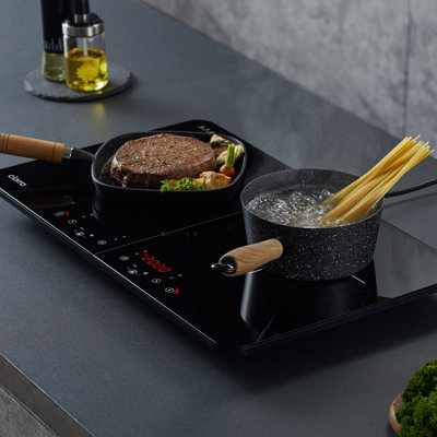 CIARRA Double Zone Induction Hob, 2800W Portable Electric Hob, Table ...