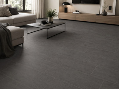 Cimento Graphite Matt Floor Tiles (10 Pack - 5 Box - 7.1m2 Coverage ...