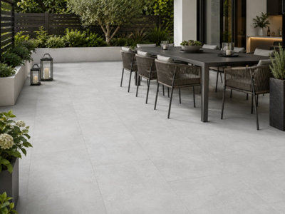 Cimento Grey Matt Outdoor Floor Tiles (2 Pack - 1 Box - 1.42m2 Coverage ...