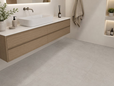 Cimento Taupe Matt Floor Tiles (12 Pack - 3 Box - 4.26m2 Coverage) Sink ...