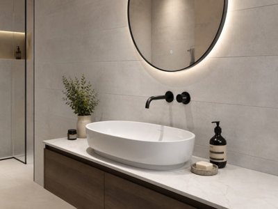 Cimento Taupe Matt Wall Tiles (24 Pack - 3 Box - 4.23m2 Coverage) Sink ...
