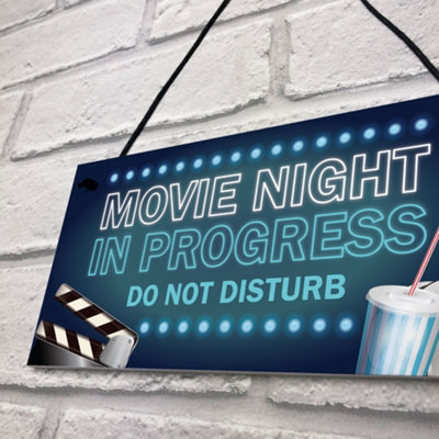 Cinema Room Sign NEON EFFECT Movie Night Dont Disturb Plaque Home Decor ...