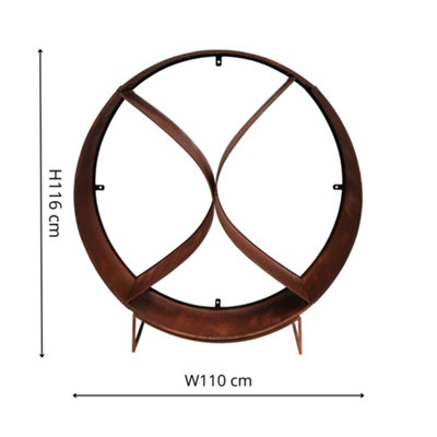 Circle Sculptural Log Storage - Metal - L30 x W110 x H116 cm - Natural ...