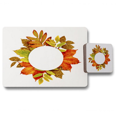 Circled Autumn Leaves (Placemat & Coaster Set) / Default Title | DIY at B&Q