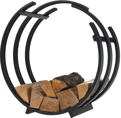 Circular Round Log Basket Storage Outdoor Indoor Fireplace Accessories ...
