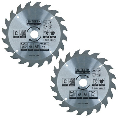 Circular Saw Blade 165mm x 20mm 20 Teeth TCT Coarse Cutting Disc Wood ...