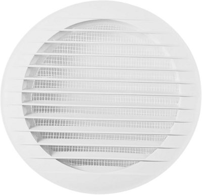 Circular White Ventilation Grille with Flyscreen Round 100mm or 4 inch ...