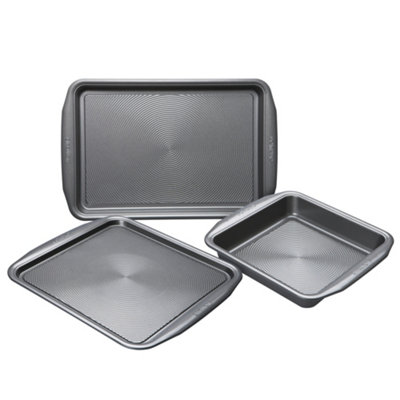 Circulon Momentum Baking Set 2 Non Stick Trays & Square Cake Tin Sturdy ...