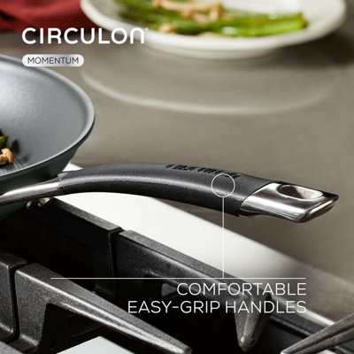 Circulon Momentum Black Round Aluminium Induction Suitable Non-Stick Pots and Pans Set Pack of 5