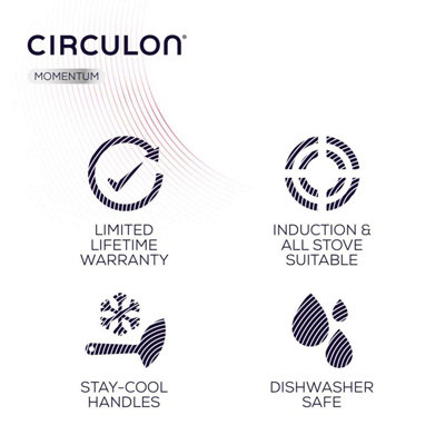 Circulon Momentum Black Round Aluminium Induction Suitable Non-Stick Pots and Pans Set Pack of 5