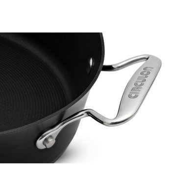 CIRCULON STYLE BLACK ROUND ALUMINIUM INDUCTION CASSEROLE DISH WITH LID 26CM