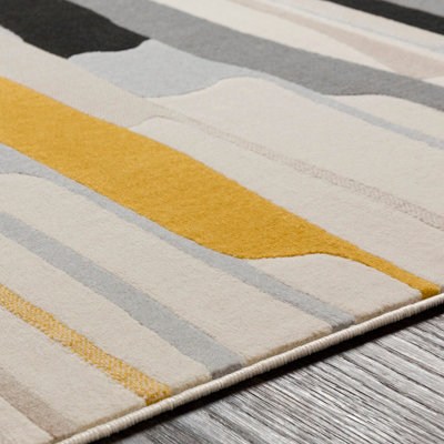 City-Modern Yellow Grey Beige Graphic Living Dining Bedroom Rug 80 x ...