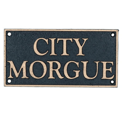 City Morgue Cast Iron Sign Plaque Door Wall House Gate Mortuary Funeral ...