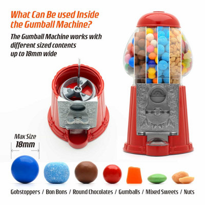 CKB LTD 9" Small Retro Coin Operated Gumball Machine Sweet Dispenser