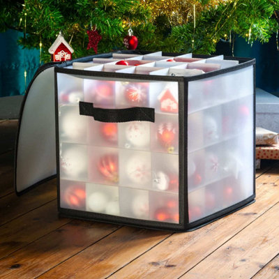 CKB LTD CHRISTMAS BAUBLE DECORATIONS STORAGE BOX WITH COMPARTMENTS CLEAR